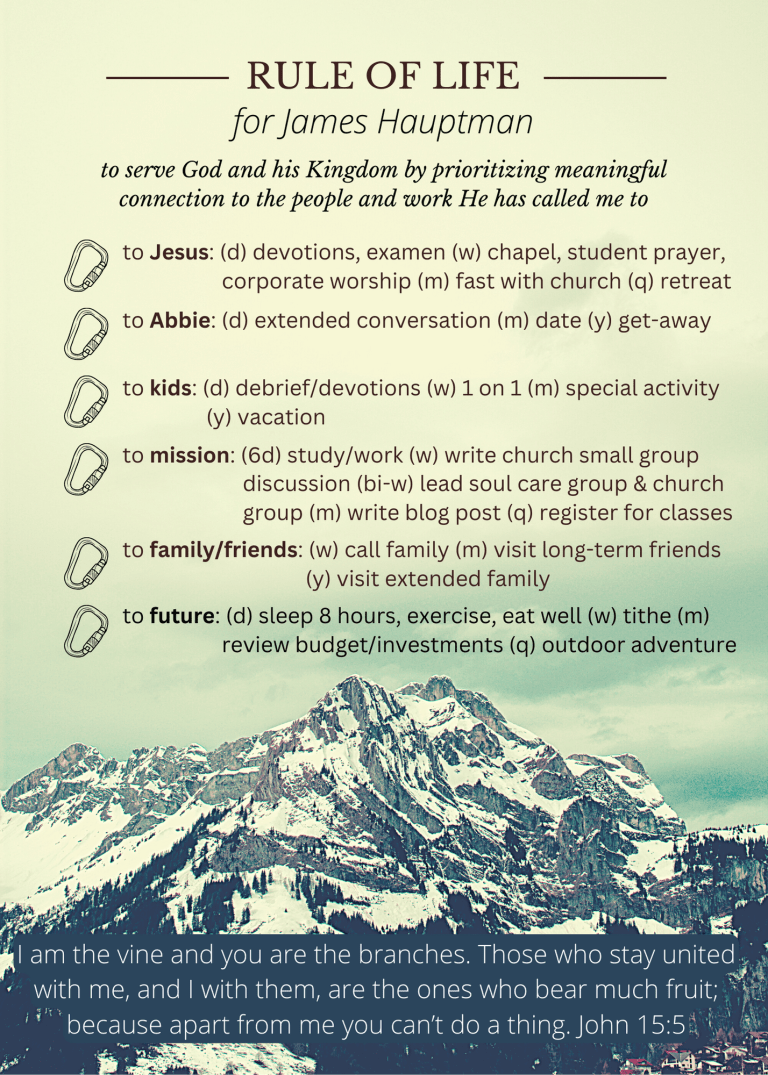 James Hauptman’s Rule of Life – Crafting a Rule of Life